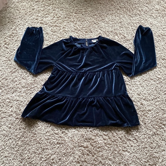 Crewcuts | Shirts & Tops | Crewcuts Navy Blue Velvet Blouse | Poshmark